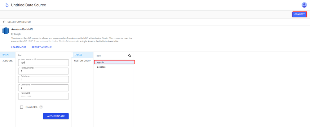 Connecting Amazon Redshift to Looker Studio