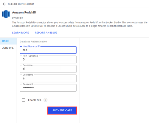 Connecting Amazon Redshift to Looker Studio