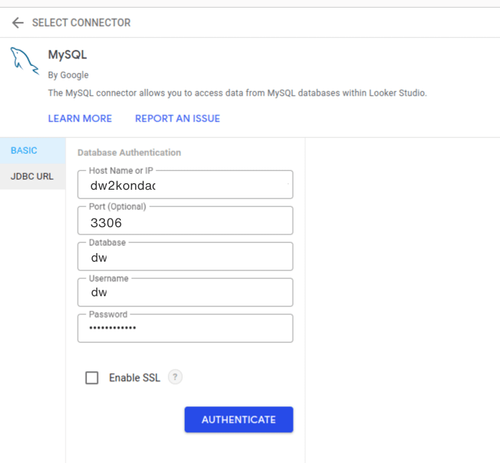 Connecting MySQL to Looker Studio